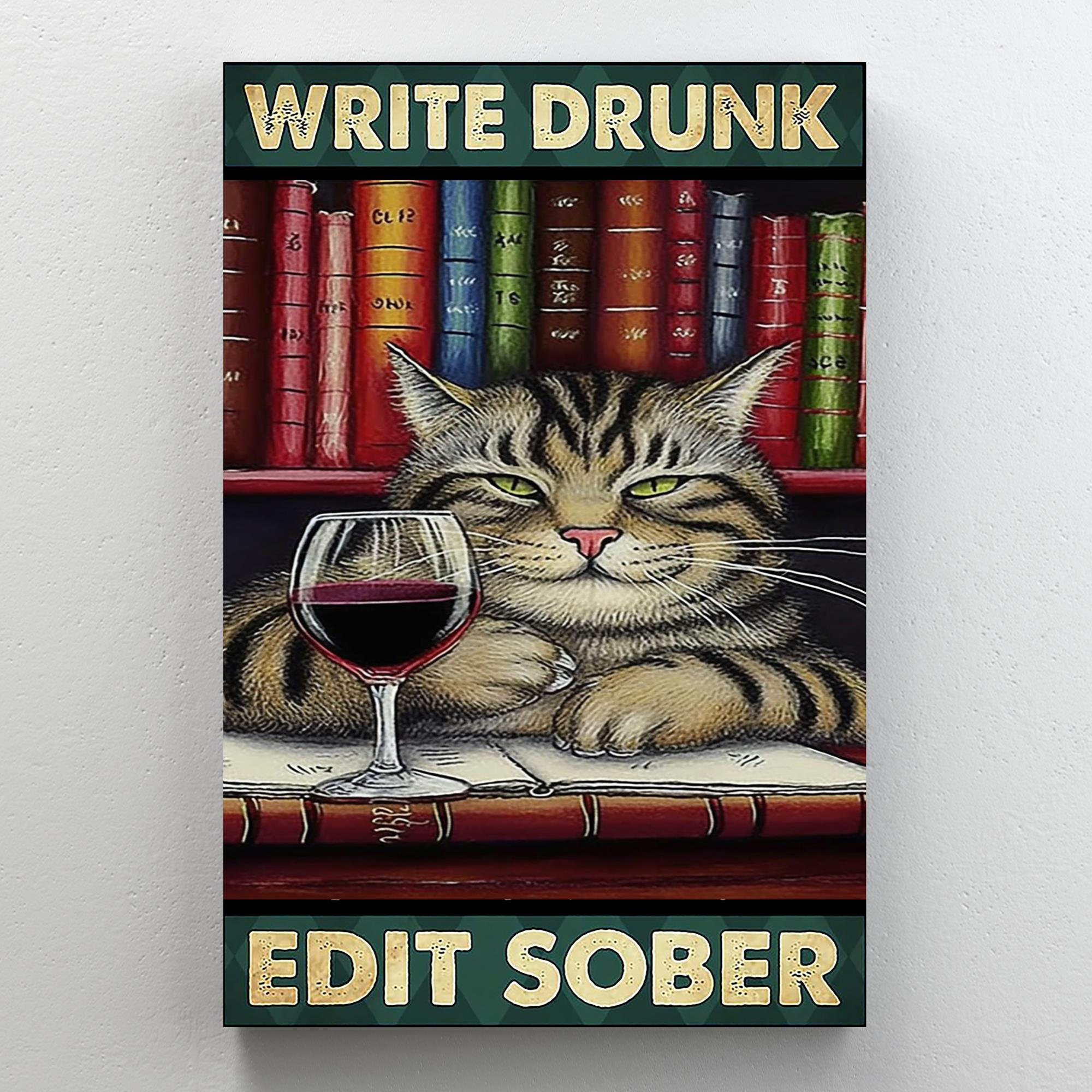 Trinx Cat Write Drunk Edit Sober On Canvas Graphic Art | Wayfair